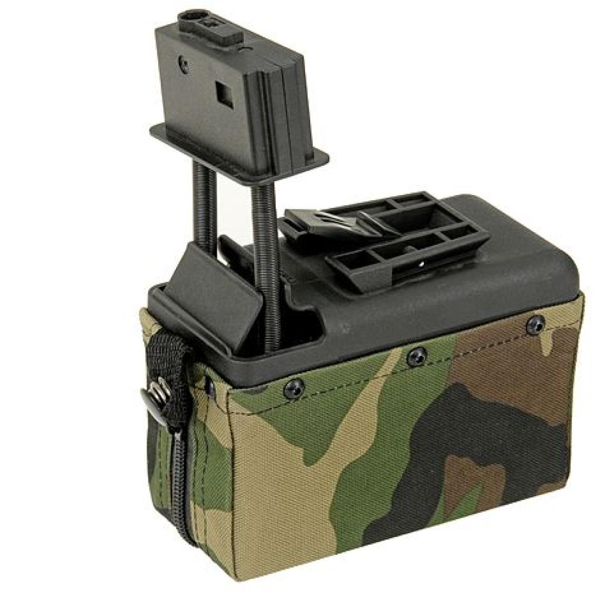 Softair.Zone M249/MK46 1500 RDS electric Box Mag Woodland